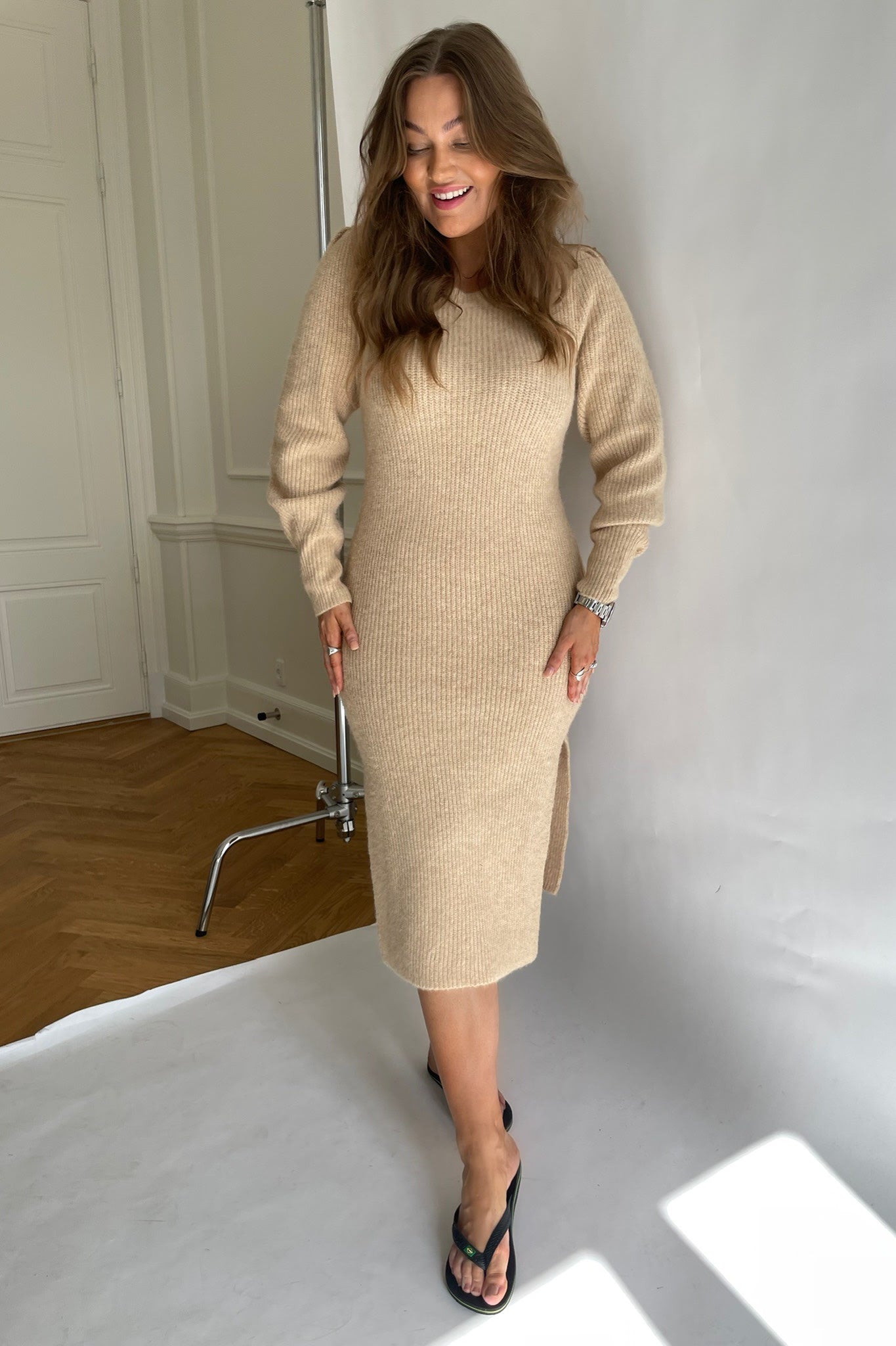 MalinIC Wool Knit Dress - Beige Melange – dk.byic.com