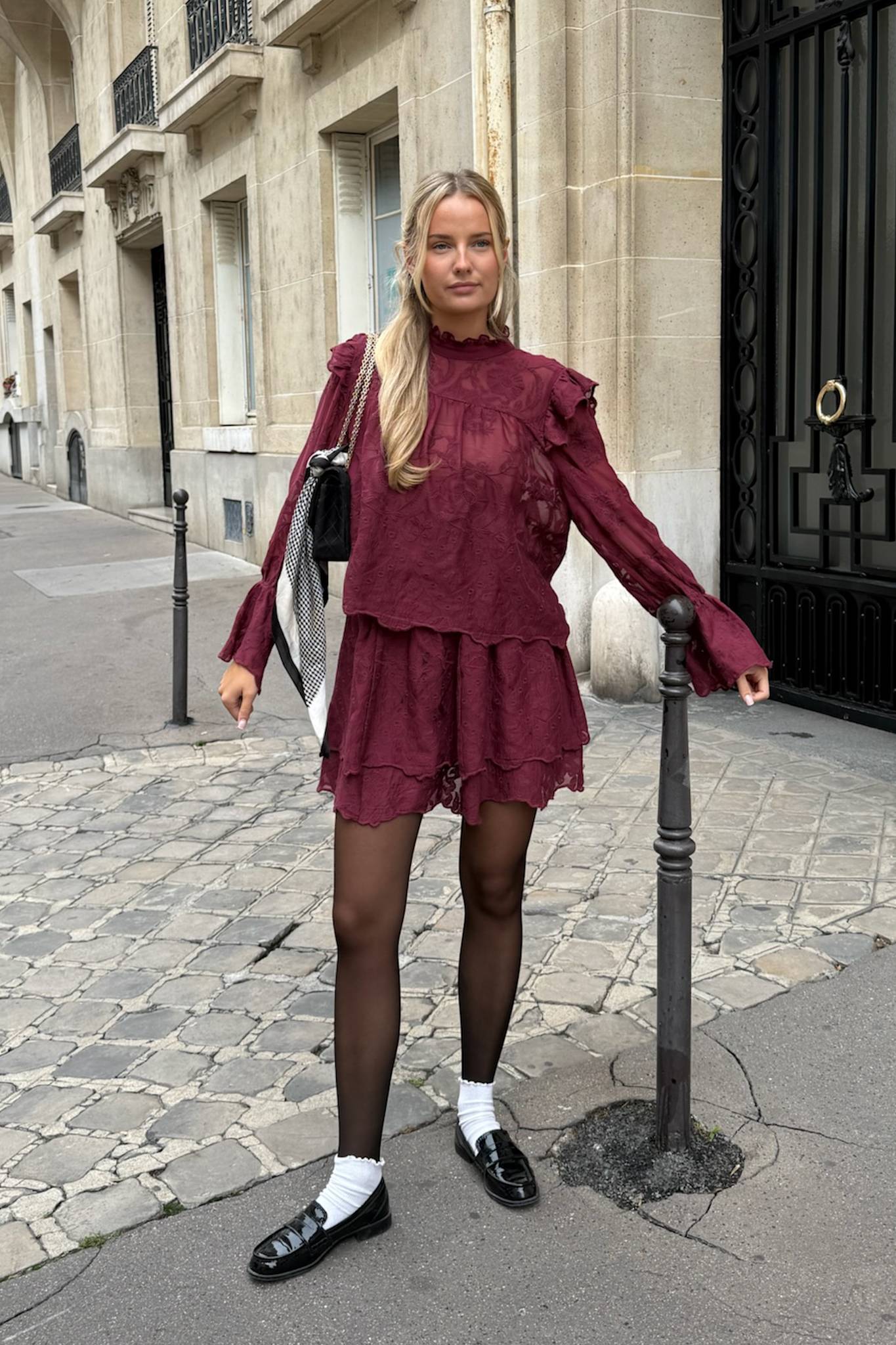 EllinorIC Lace Mini Skirt - Vintage Bordeaux – dk.byic.com