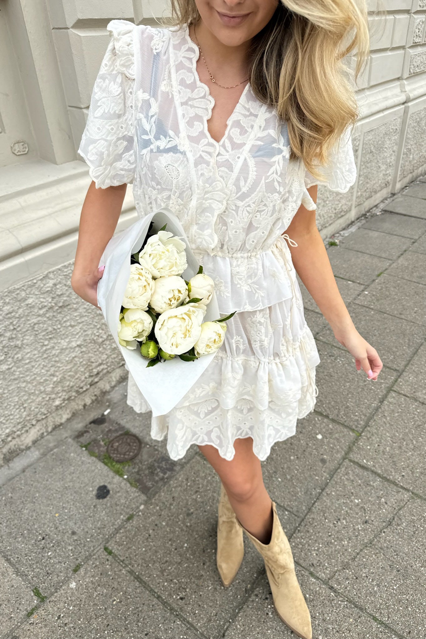 EllinorIC Lace Layer Dress - Vintage White – dk.byic.com